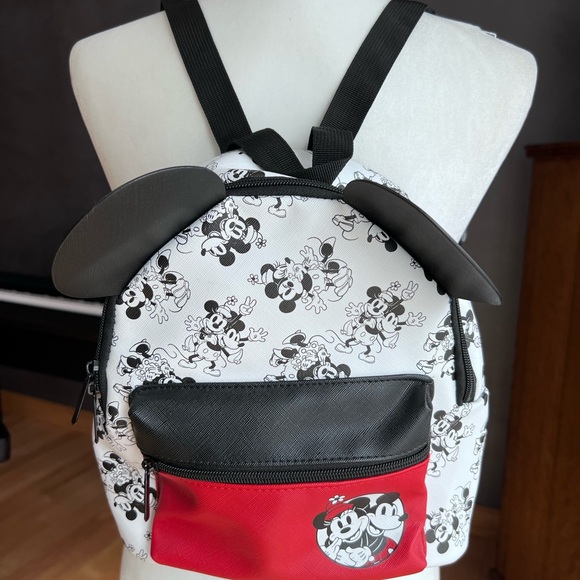 Disney | Bags | Mickey Mouse Backpack Black White And Red | Poshmark
